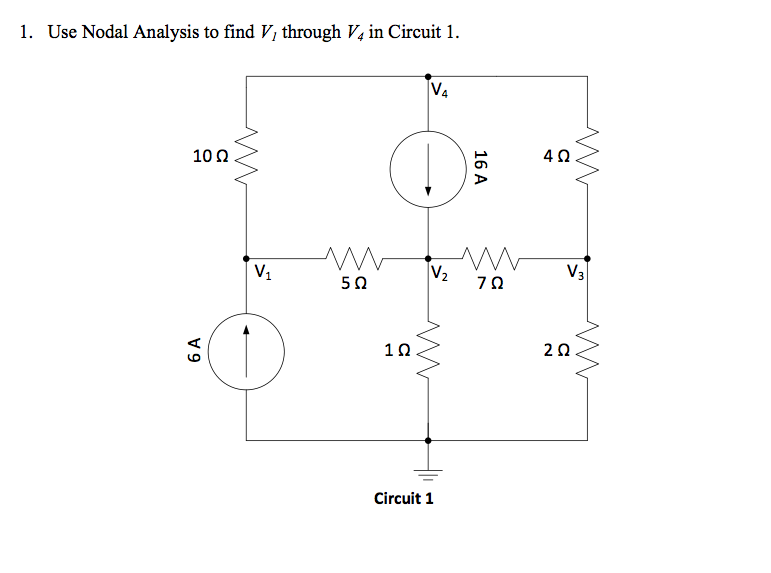 Solved Use Nodal Analysis to find V1 through V4 in Circuit | Chegg.com