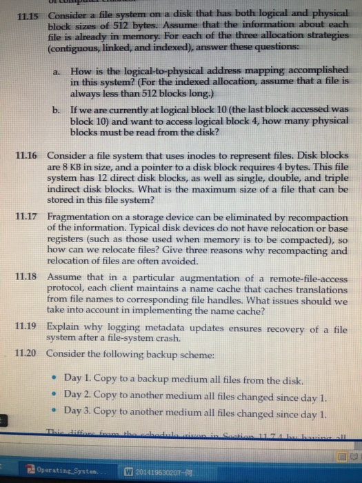 Consider A File System On A Disk That Has Both 
