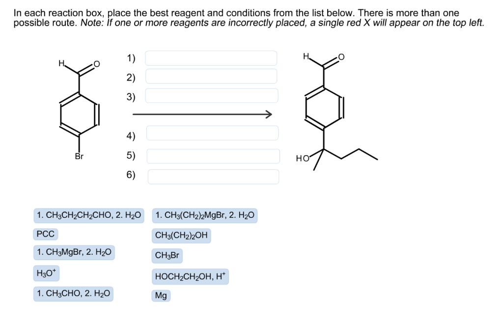 Solved In each reaction box, place the best reagent and | Chegg.com