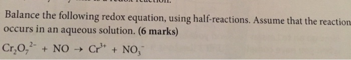 Solved Balance the following redox equation, using | Chegg.com