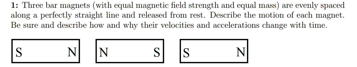 Solved Three bar magnets (with equal magnetic field strength | Chegg.com