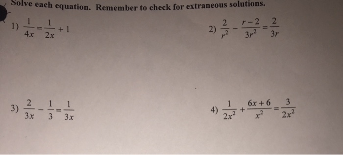 Solved Solve each equation. Remember to check for extraneous | Chegg.com
