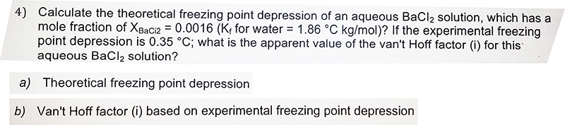 Solved Calculate the theoretical freezing point depression | Chegg.com