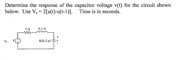 Solved Determine the response of the capacitor voltage v(t) | Chegg.com
