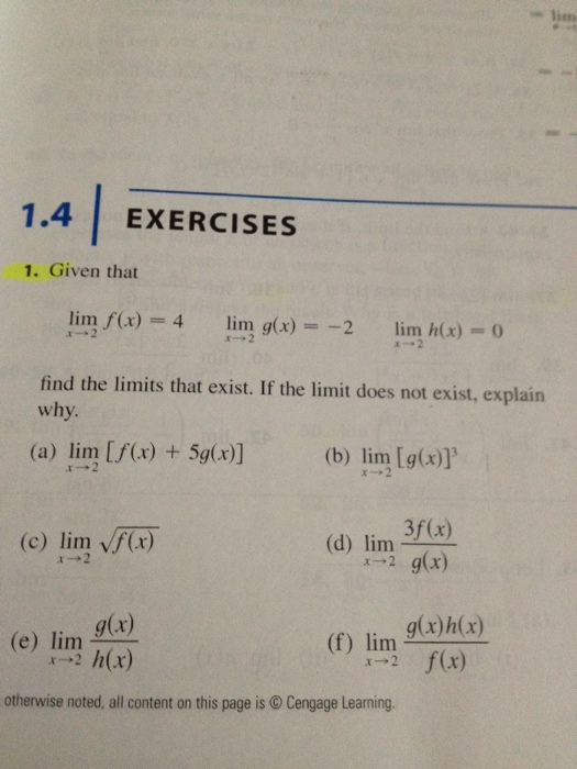 Solved Given that find limits that exist. If the limit does | Chegg.com
