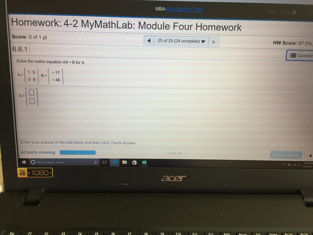 solved-solve-the-matrix-equation-ax-b-for-x-a-1-3-3-chegg