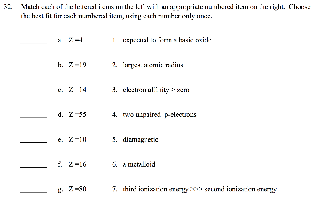 Solved 32. Match each of the lettered items on the left with | Chegg.com
