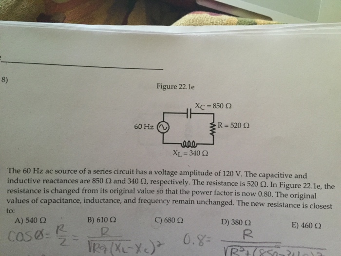 Solved The 60 Hz Ac Source Of A Series Circuit Has A 