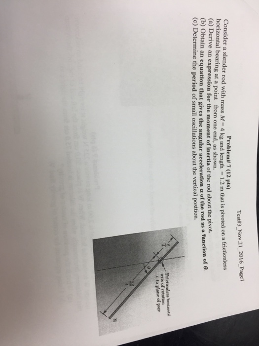 Solved Consider a slender rod with mass M = 4 kg and length | Chegg.com