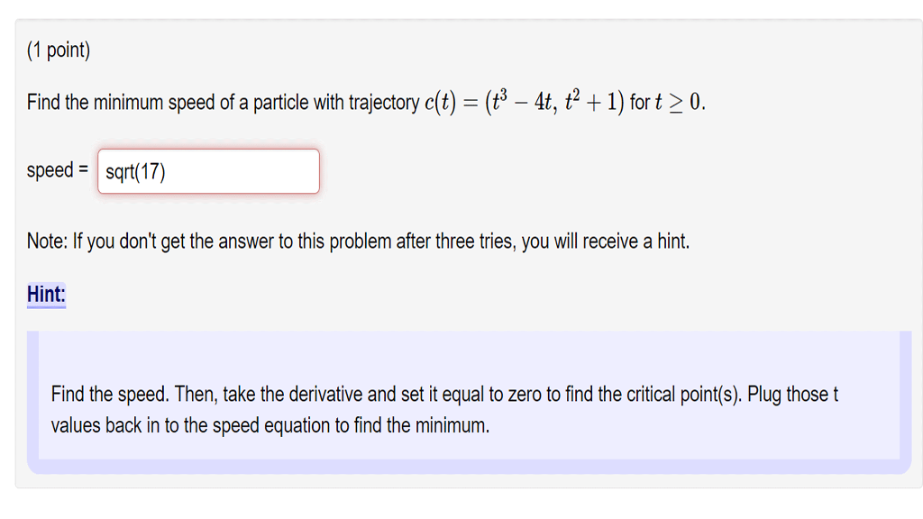 Solved Find the minimum speed of a particle with trajectory | Chegg.com