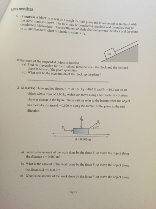 Solved A block is at rest on a rough inclined plane and is | Chegg.com
