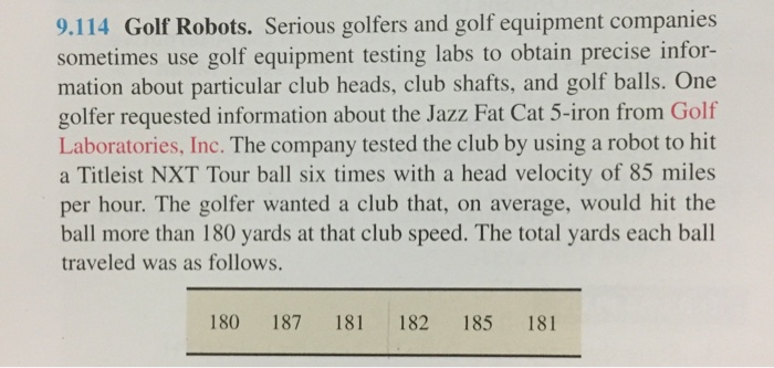 Solved 9.114 Golf Robots. Serious golfers and golf equipment | Chegg.com