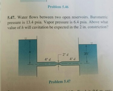 Solved Water flows between two open reservoirs. Barometric | Chegg.com