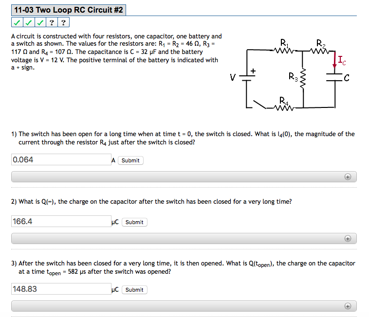 Solved 11-03 Two Loop RC Circuit #2 A circuit is constructed | Chegg.com