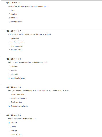 Solved Question 16 Which of the following senses uses | Chegg.com