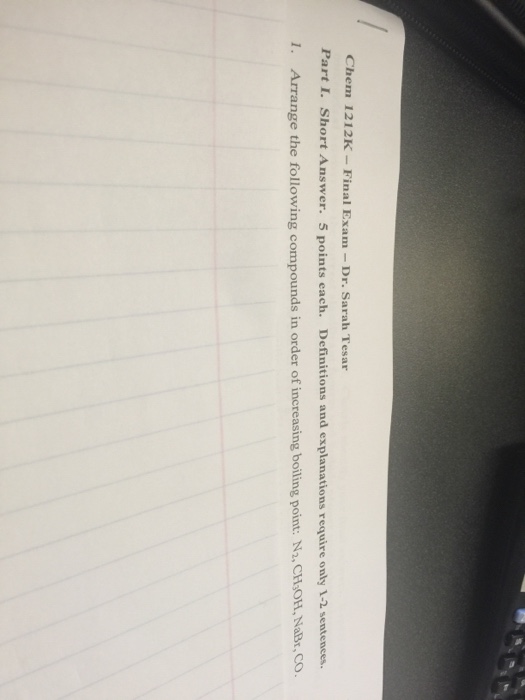 Solved Arrange the following compounds in order of | Chegg.com