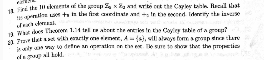Solved elemellt. d the 10 elements of the group Z5 Z2 and | Chegg.com