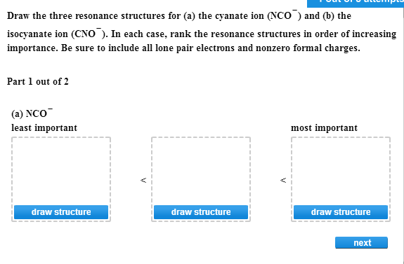 Solved Draw the three resonance structures for the cyanate | Chegg.com