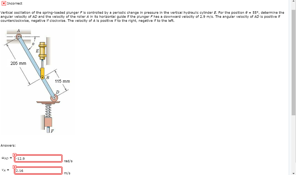 Vertical oscillation of the spring-loaded plunger F | Chegg.com