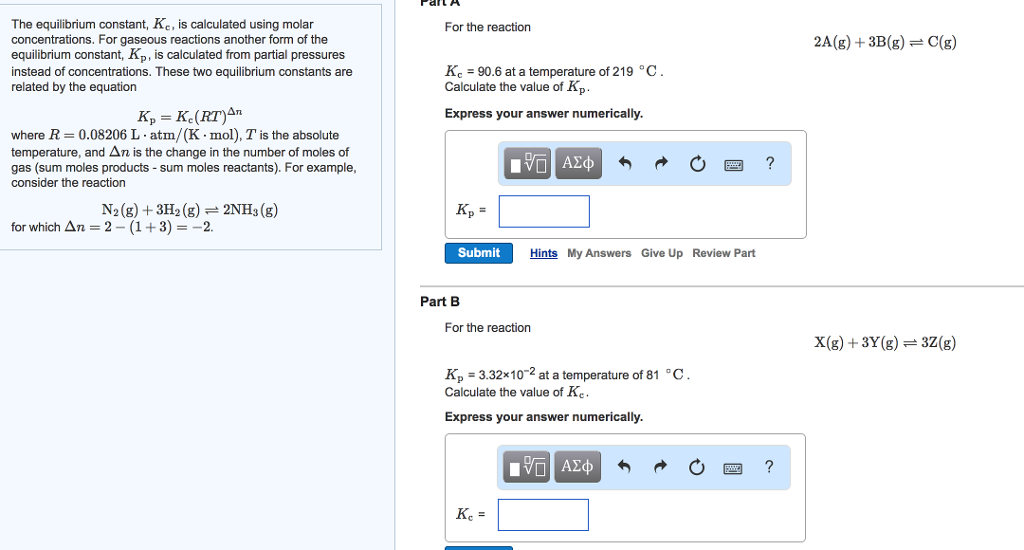 Solved The equilibrium constant, K_c, is calculated using | Chegg.com