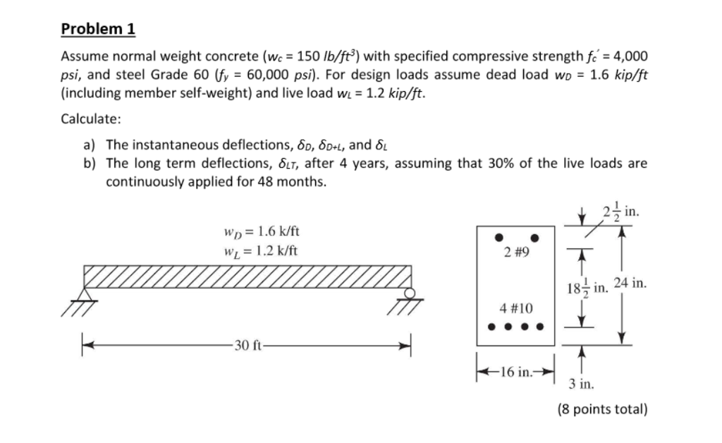 Solved Problem1 Assume normal weight concrete (wc 150 | Chegg.com
