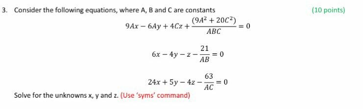 Solved 3. Consider the following equations, where A, B and C | Chegg.com