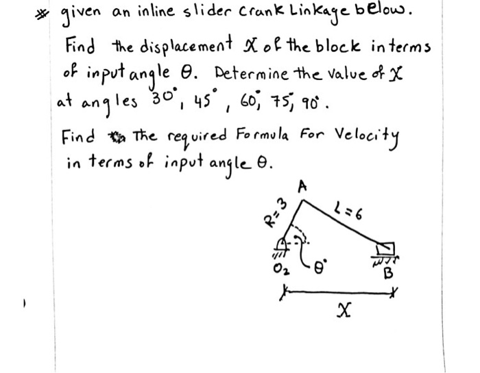 Solved Given an inline slider Crank Linkage below. Find the | Chegg.com