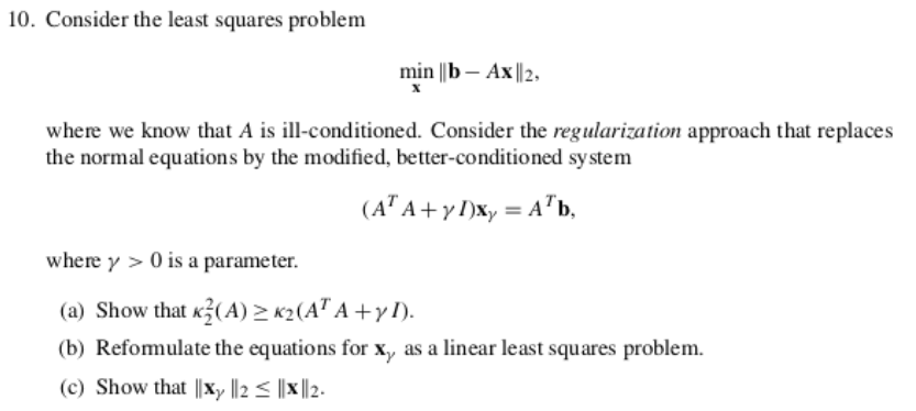Consider the least squares problem where we know | Chegg.com