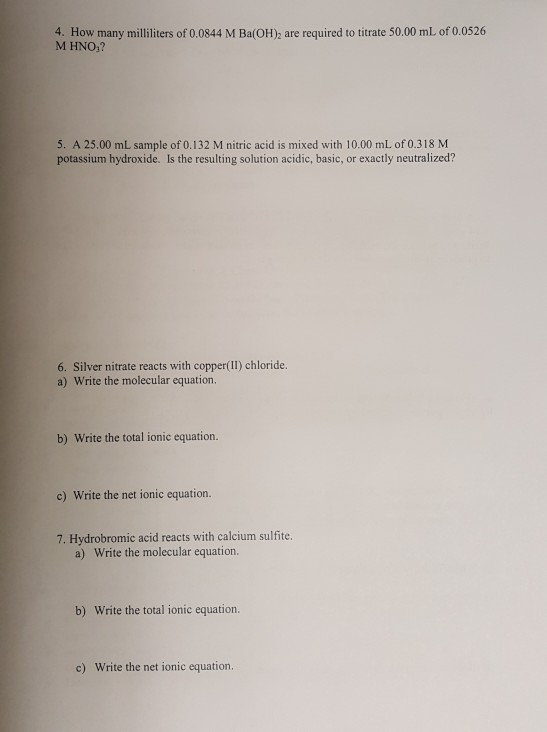 Solved 4. How many milliliters of 0.0844 M Ba(OH)2 are | Chegg.com