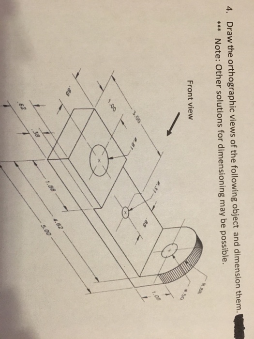 Solved Draw the orthographic views of the following object | Chegg.com
