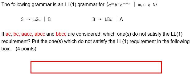 Solved The following grammar is an LL(1) grammar for | Chegg.com