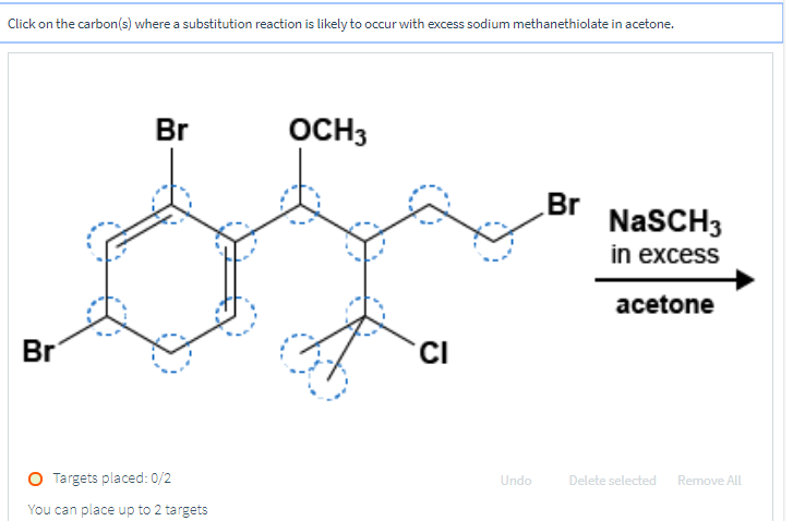 Solved Click on the carbon(s) where a substitution reaction | Chegg.com