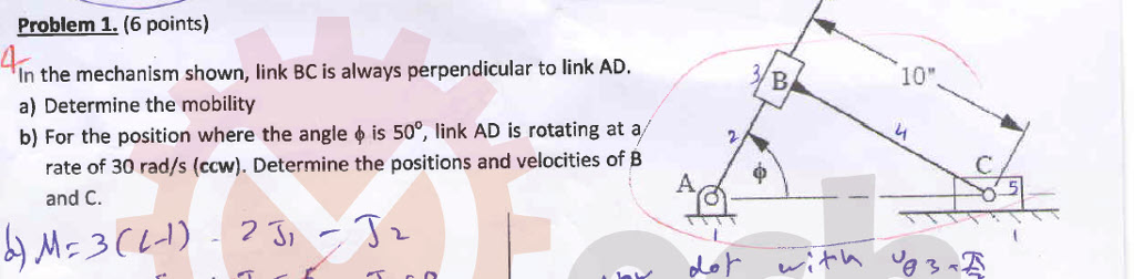 Solved In the mechanism shown, link BC is always | Chegg.com