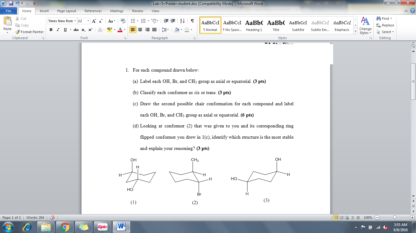 Solved For each compound drawn below: Label each OH, Br, | Chegg.com
