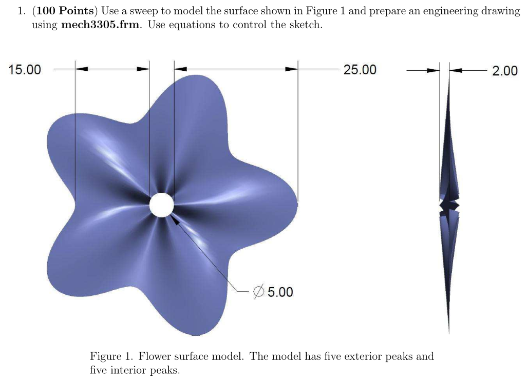 Solved 1. (100 Points) Use a sweep to model the surface | Chegg.com