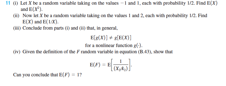Solved 11 i) Let X be a random variable taking on the values | Chegg.com