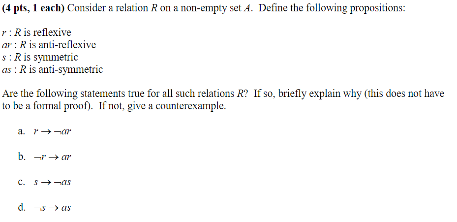 Solved Consider a relation R on a non-empty set A. Define | Chegg.com