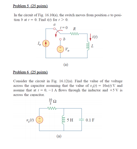 Solved oble nts In the circuit of Fig. 16.10(a), the switch | Chegg.com