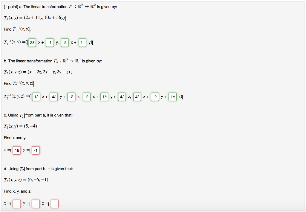 Solved a. The linear transformation T_1: R^2 rightarrow R^2 | Chegg.com