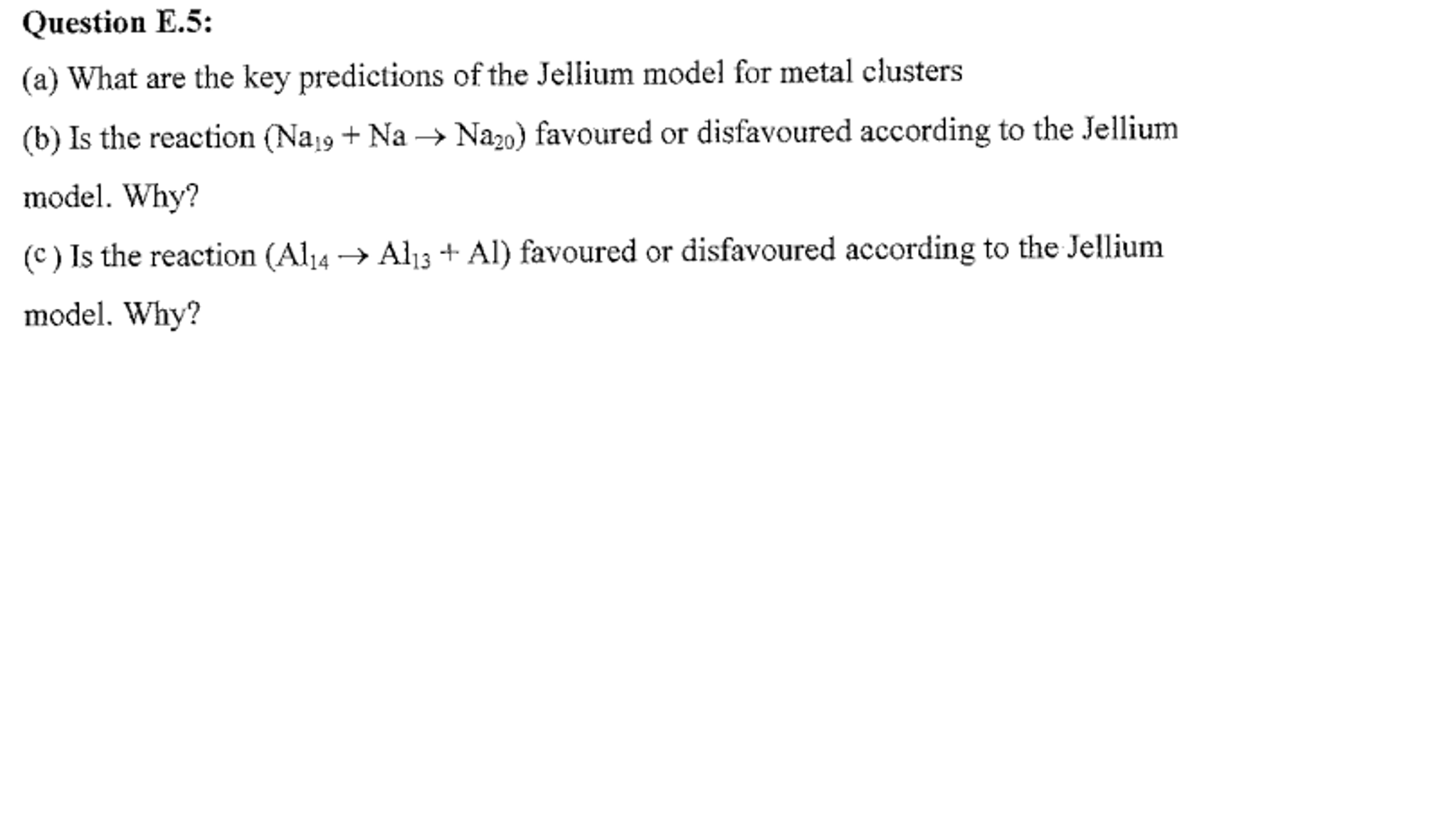 What are the key predictions of the Jellium model for | Chegg.com