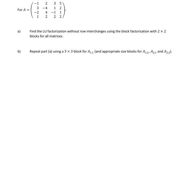 Solved -1 23 5 ( 3-4 For A = a Find the LU factorization | Chegg.com