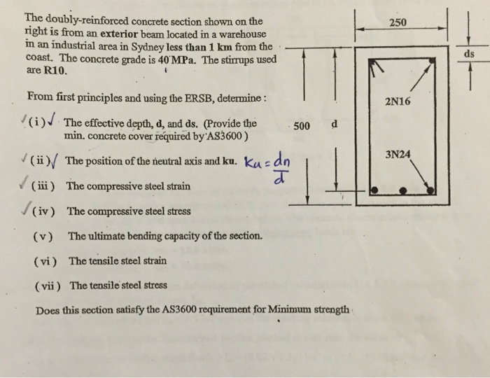 Solved The doubly-reinforced concrete section shown on the | Chegg.com