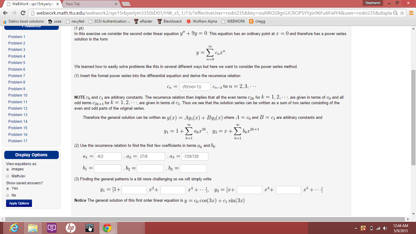 Solved x Stepha WeBWorK spr rbyerly x New Tab 15 Cl webwork | Chegg.com