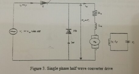 Solved Figure 3. Single phase half wave converter drive | Chegg.com
