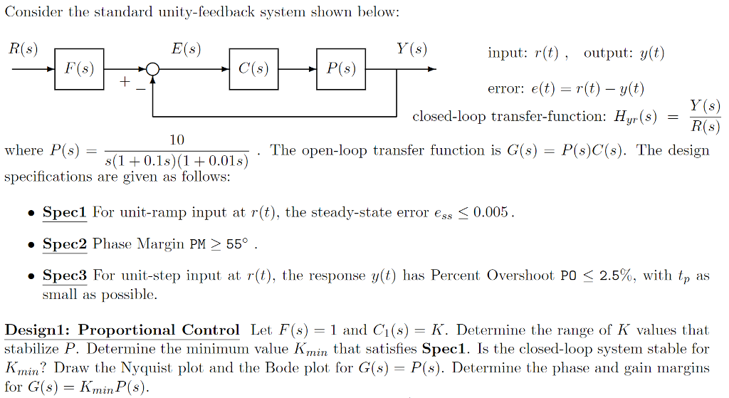 Solved Consider the standard unity-feedback system shown | Chegg.com