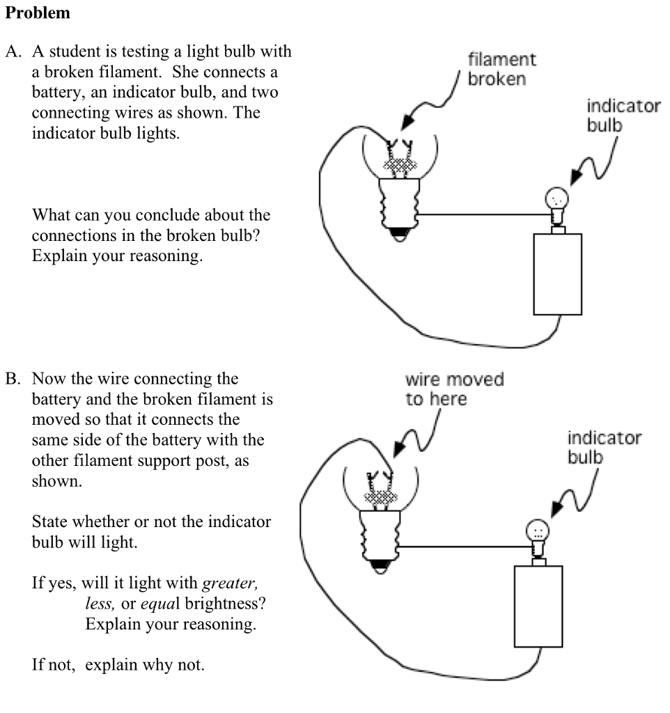 Solved Problemm A. A student is testing a light bulb with | Chegg.com