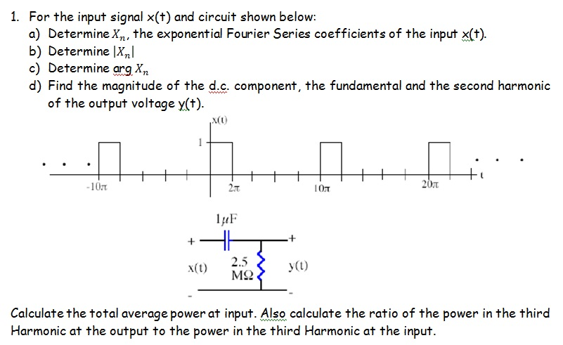 Solved For the input signal x(t) and circuit shown below: | Chegg.com Solved For the input signal x(t) and circuit shown below: | Chegg.com