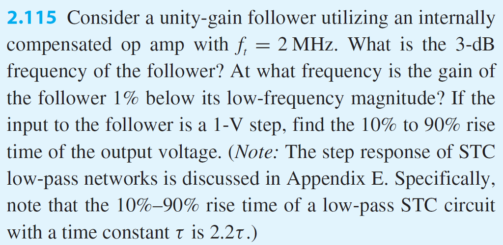 Solved Consider a unity-gain follower utilizing an | Chegg.com