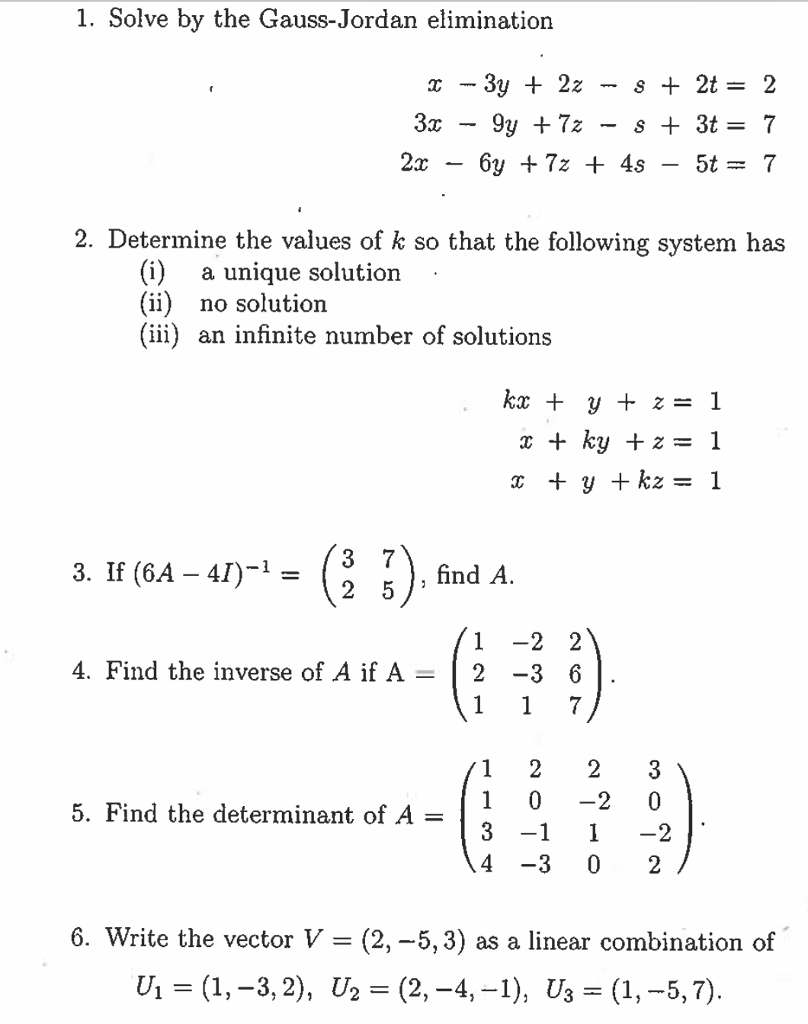 Solved Solve By The Gauss Jordan Elimination X 3y 2z Chegg