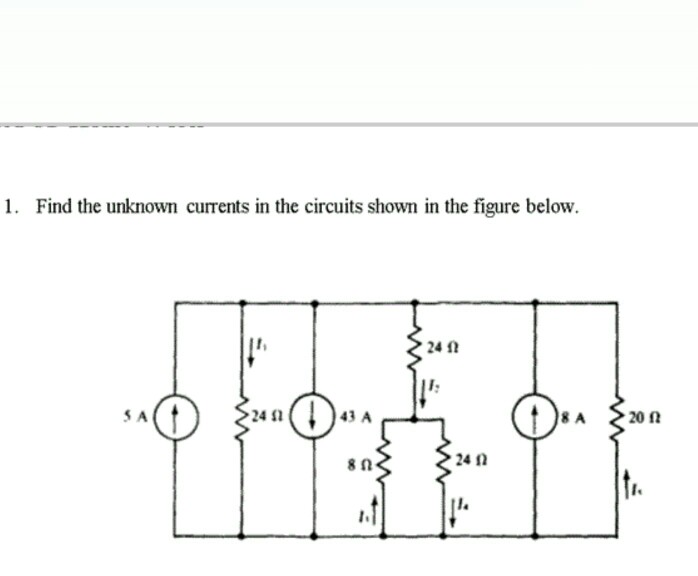 Solved 1. Find the unknown currents in the circuits shown in | Chegg.com